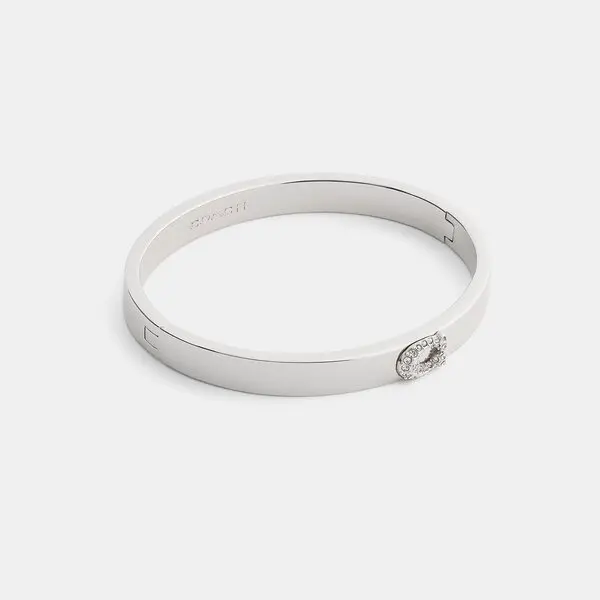 COACH Pavé C Hinged Bangle - Silver