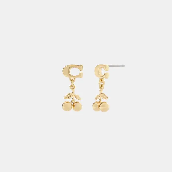 COACH Signature Cherry Charm Stud Earrings - Gold