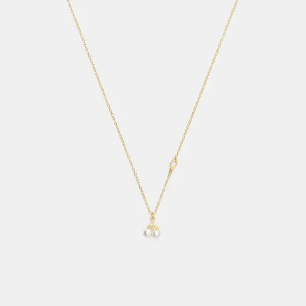 COACH Pearl Cherry Pendant Necklace - Gold/pearl