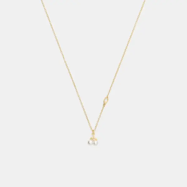 COACH Pearl Cherry Pendant Necklace - Gold/pearl