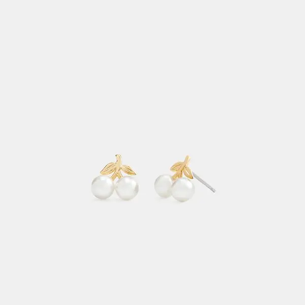 COACH Pearl Cherry Stud Earrings - Gold/pearl