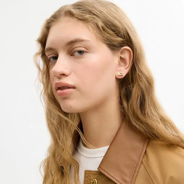COACH Enamel Signature Stud Earrings