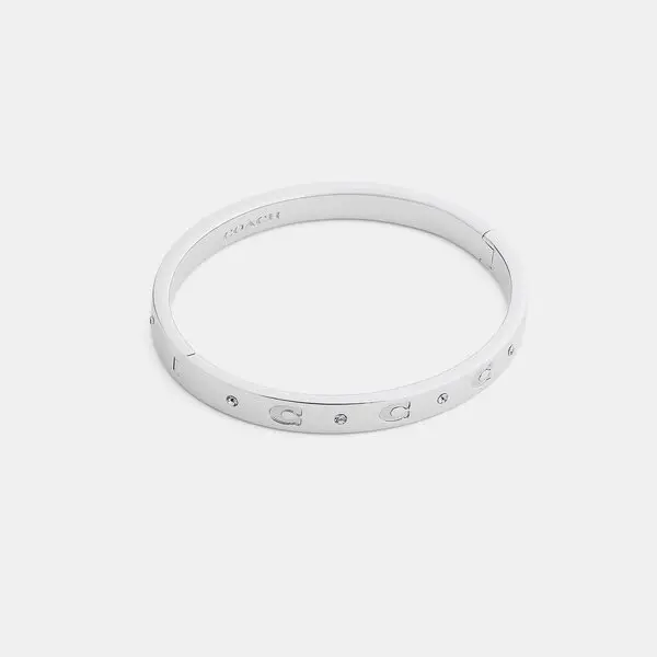 COACH Repeated C Hinged Bangle - Silver