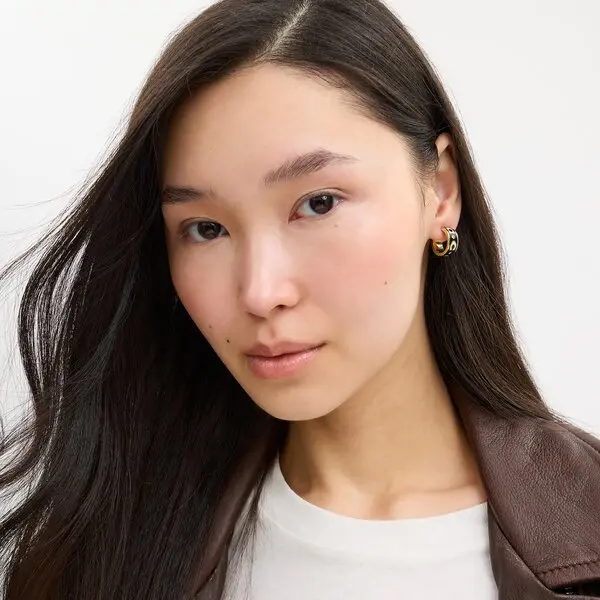 COACH Repeated C Huggie Hoop Earrings - Gold/black