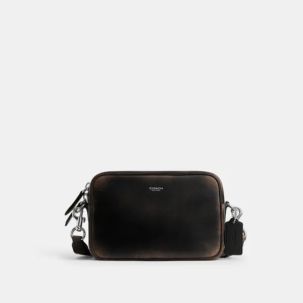 COACH Radio Camera Bag In Loved Leather - Black/light Tan