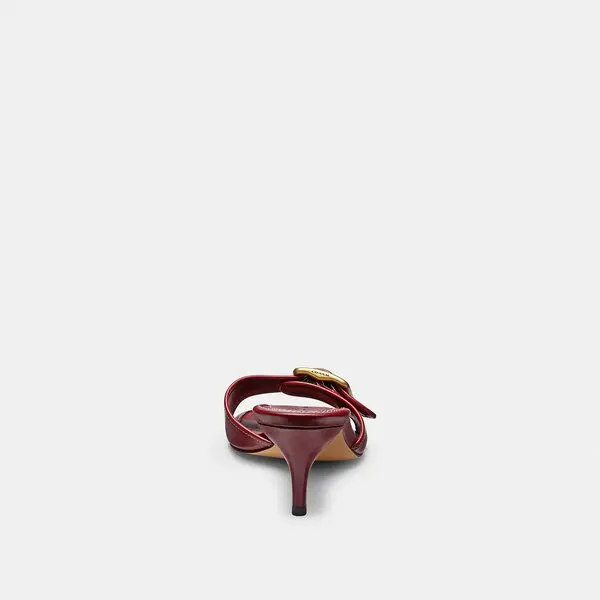 COACH Margot Leather Kitten Heel Sandal - Dark Cherry