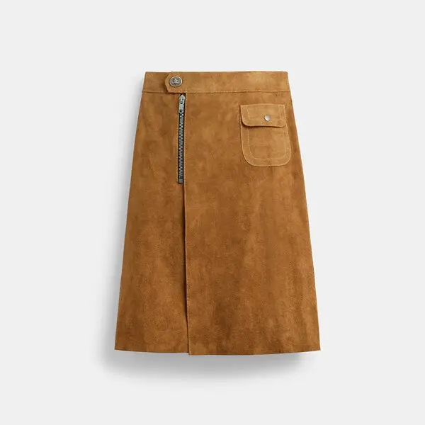 COACH Heritage Suede Midi Skirt
