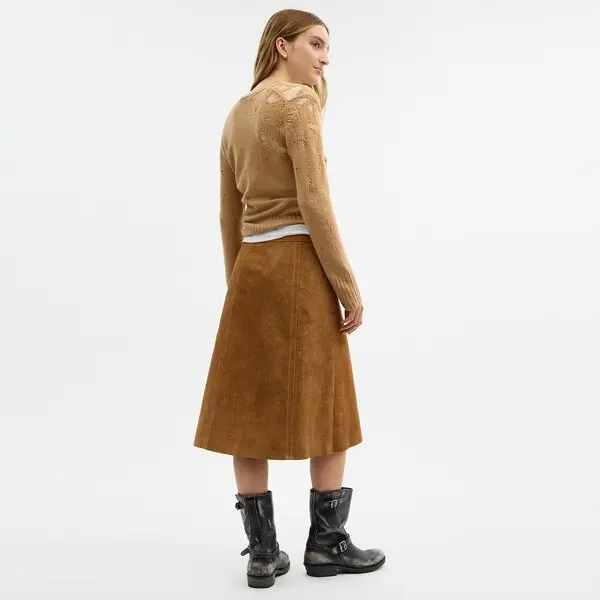 COACH Heritage Suede Midi Skirt