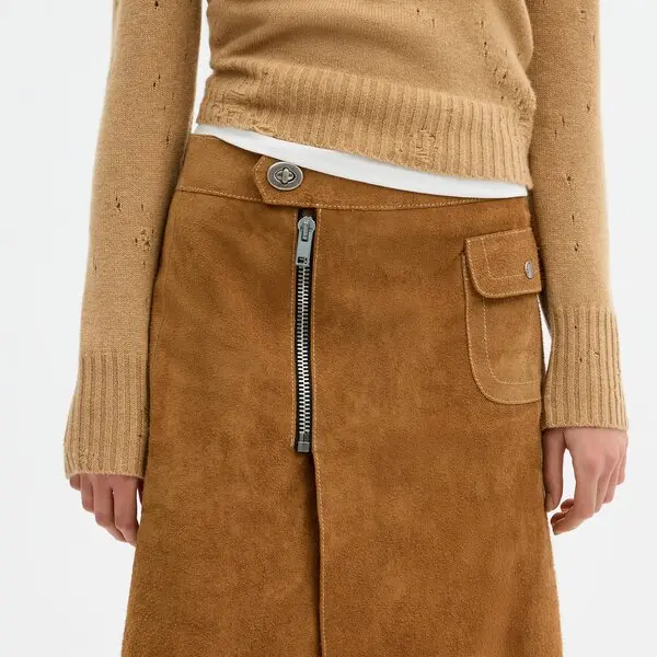 COACH Heritage Suede Midi Skirt