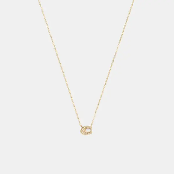 COACH Pavé C Necklace - Gold