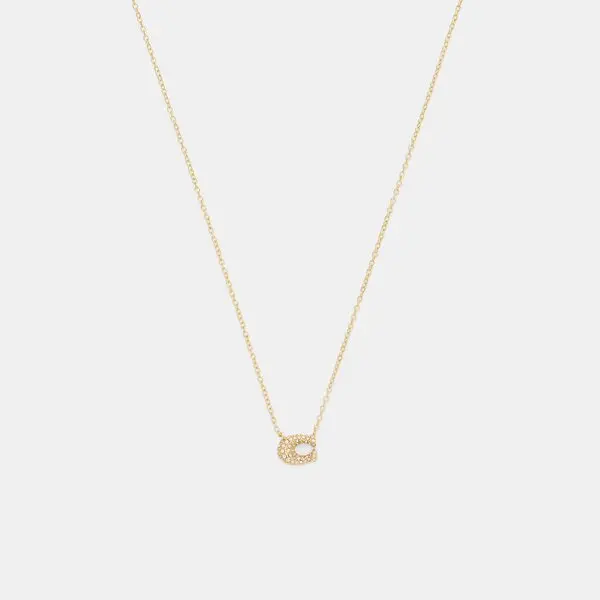COACH Pavé C Necklace - Gold