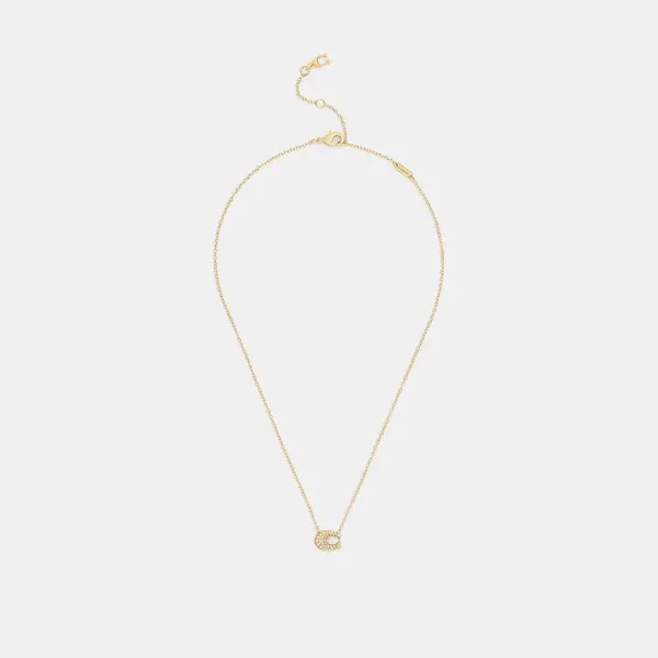 COACH Pavé C Necklace - Gold