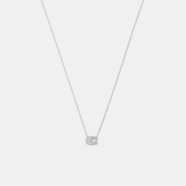COACH Pavé C Necklace - Silver