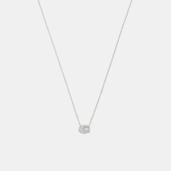 COACH Pavé C Necklace - Silver