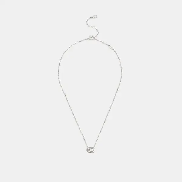 COACH Pavé C Necklace - Silver