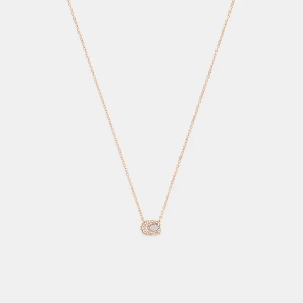 COACH Pavé C Necklace - Rose Gold