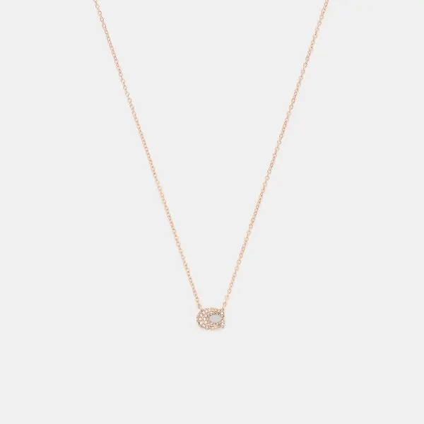 COACH Pavé C Necklace - Rose Gold