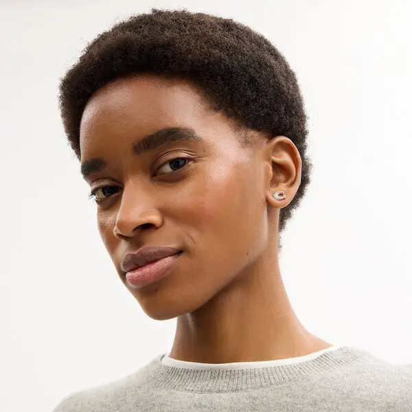 COACH Pavé C Stud Earrings - Silver
