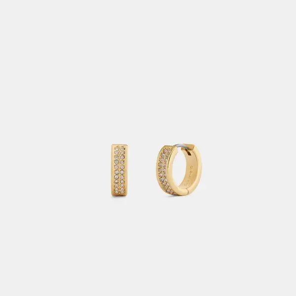 COACH Pavé C Huggie Earrings - Gold