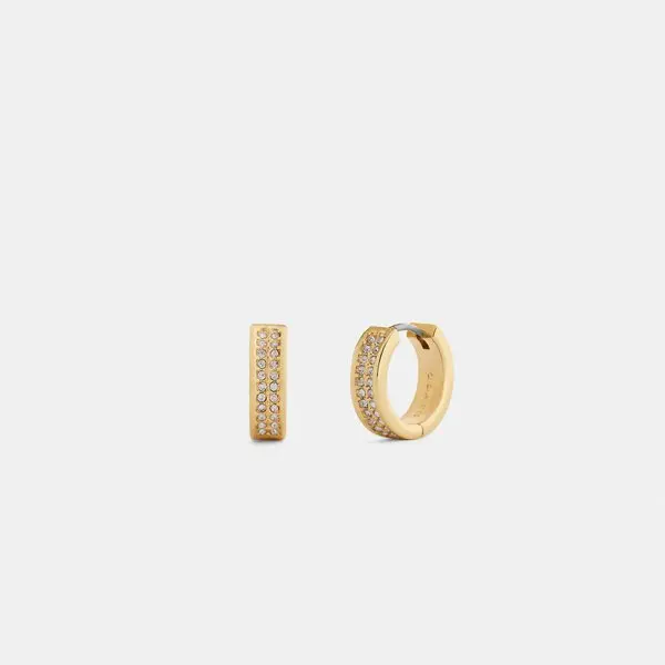 COACH Pavé C Huggie Earrings - Gold