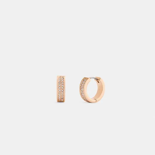 COACH Pavé C Huggie Earrings - Rose Gold
