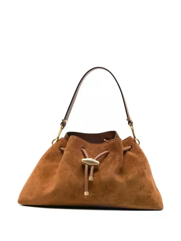 JIMMY CHOO Medium Cinch Suede Shoulder Bag - Brown