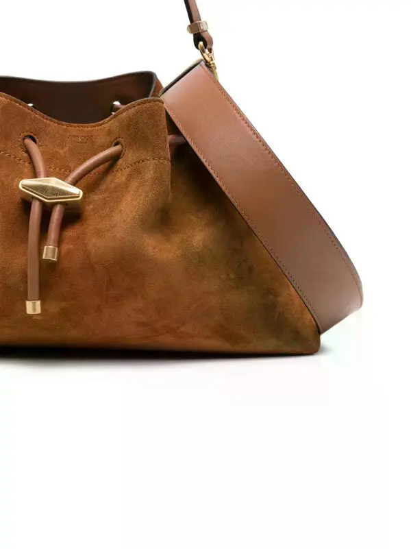 JIMMY CHOO Medium Cinch Suede Shoulder Bag - Brown