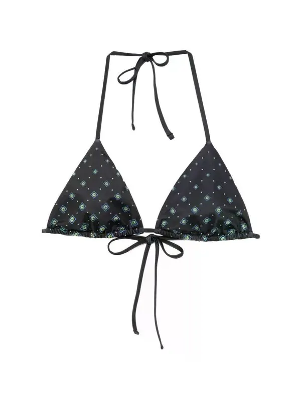 Casablanca Monogram Triangle Bikini Top - Black