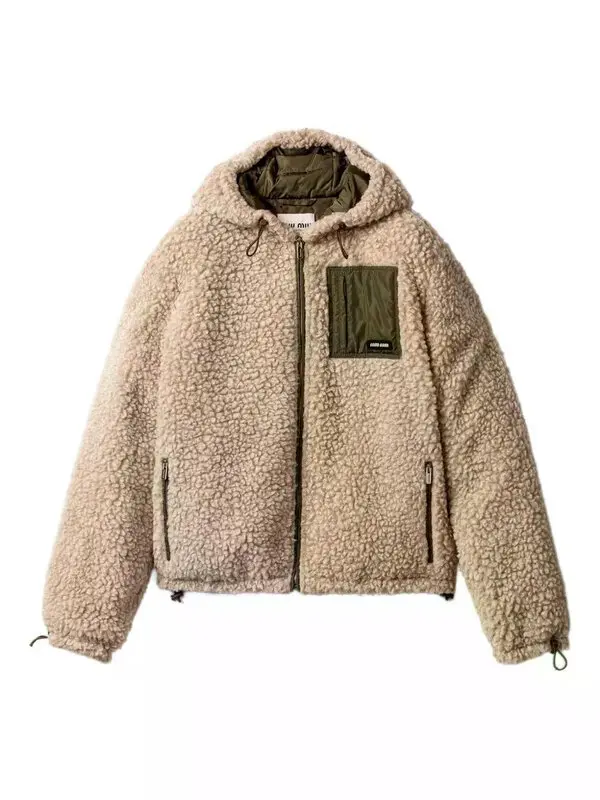 Miu Miu Drawstring Hooded Jacket - Neutrals