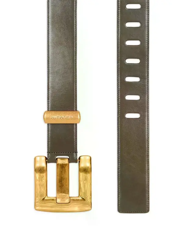 Balmain Anthem Calfskin Belt - Green