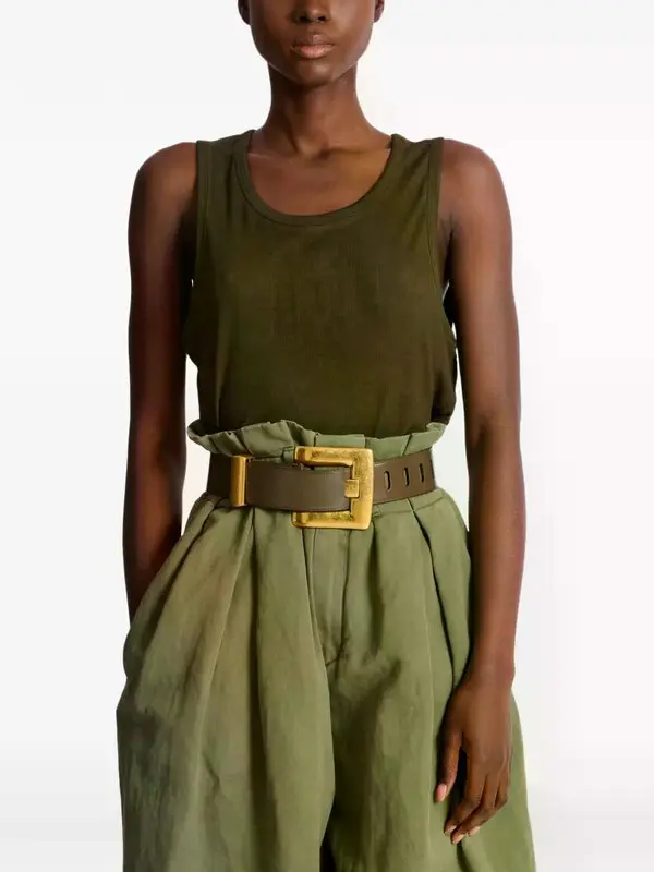 Balmain Anthem Calfskin Belt - Green