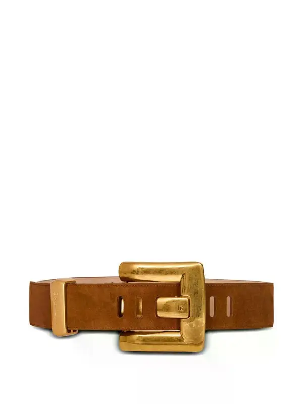 Balmain Anthem Calf Suede Belt - Brown