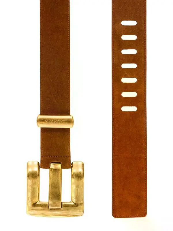 Balmain Anthem Calf Suede Belt - Brown