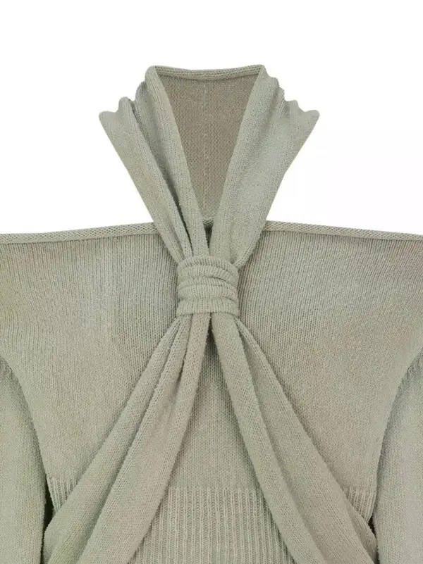 Balmain Long-sleeve Off-shoulder Sweater - Green