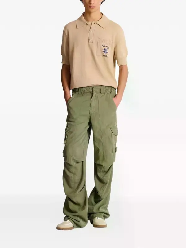Balmain Short-sleeve Knitted Polo Shirt - Neutrals