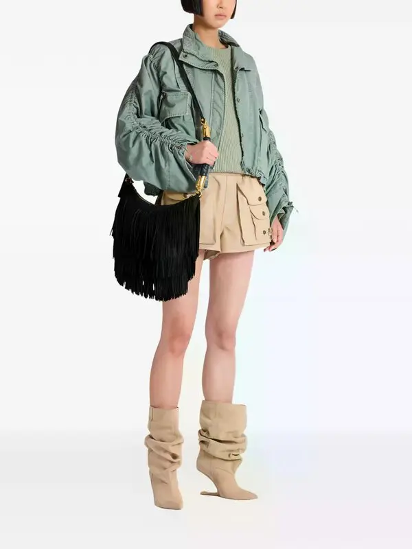 Balmain Ebene Hobo Fringed Shoulder Bag - Black