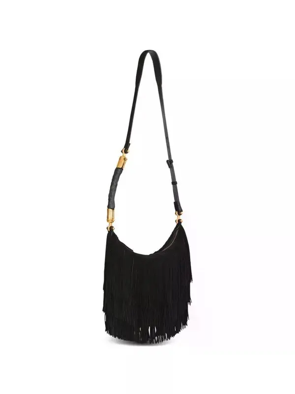 Balmain Ebene Hobo Fringed Shoulder Bag - Black