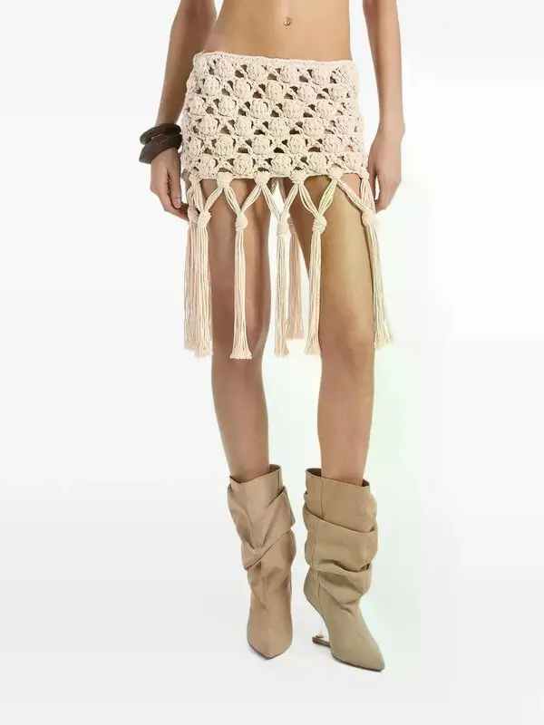 Balmain Crochet Knit Skirt - Neutrals