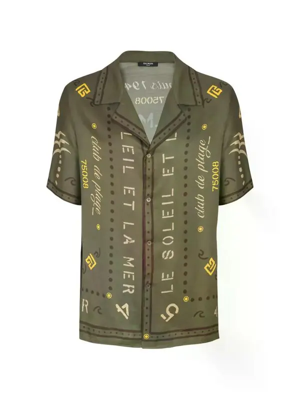 Balmain Short-sleeve Patterned Shirt - Green