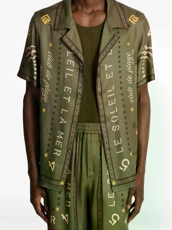Balmain Short-sleeve Patterned Shirt - Green