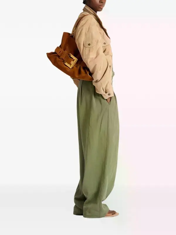 Balmain Medium Anthem Suede Shoulder Bag - Brown