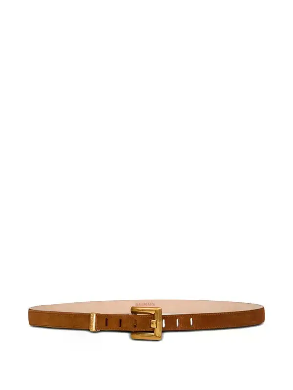 Balmain Suede Belt With Gold-tone Hardware - Green