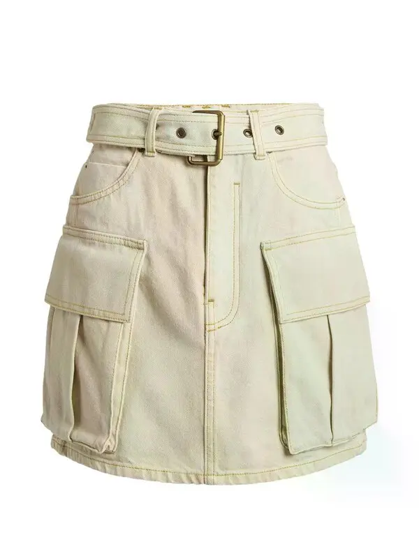 Balmain Denim Mini Skirt - Neutrals