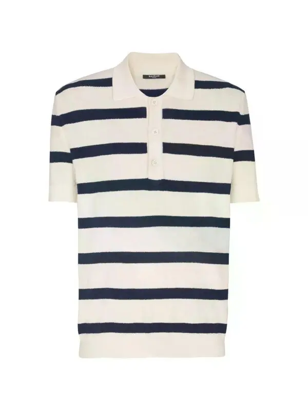 Balmain Striped-pattern Polo Shirt - Neutrals