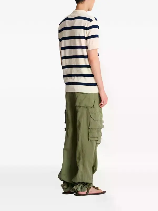 Balmain Striped-pattern Polo Shirt - Neutrals