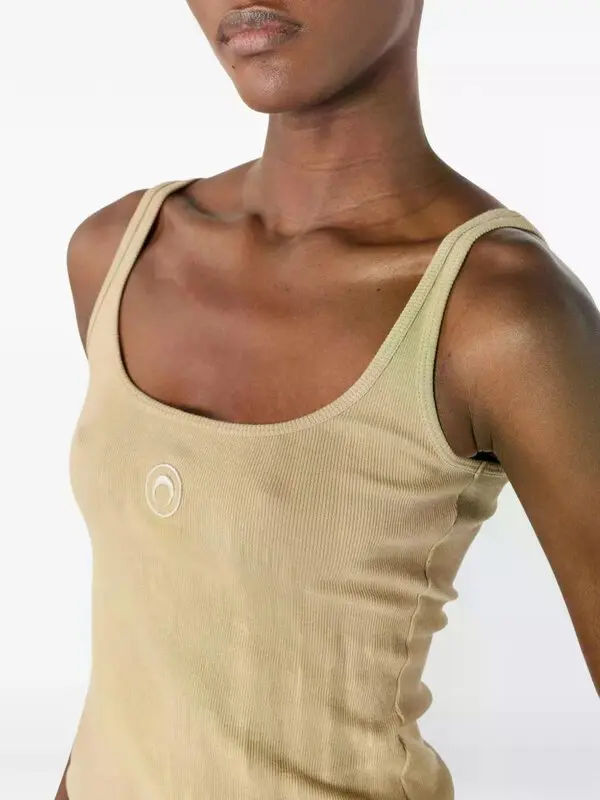 MARINE SERRE Ribbed Logo Tank Top