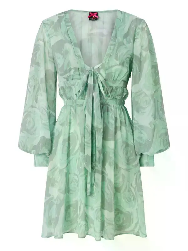 Pinko Mini Floral Print Tie-front Dress - Green