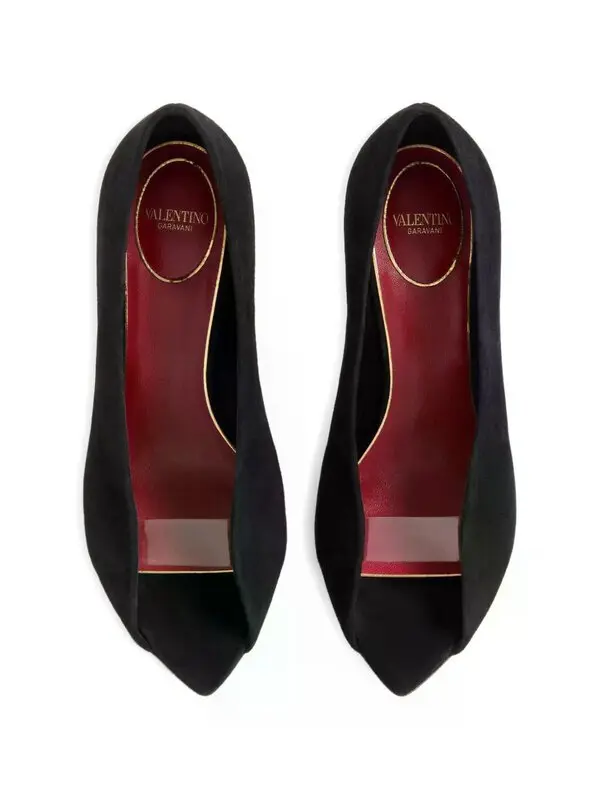 Valentino Garavani Open Toe Suede Pumps 105mm - Black
