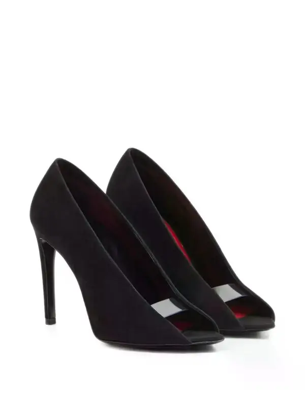 Valentino Garavani Open Toe Suede Pumps 105mm - Black