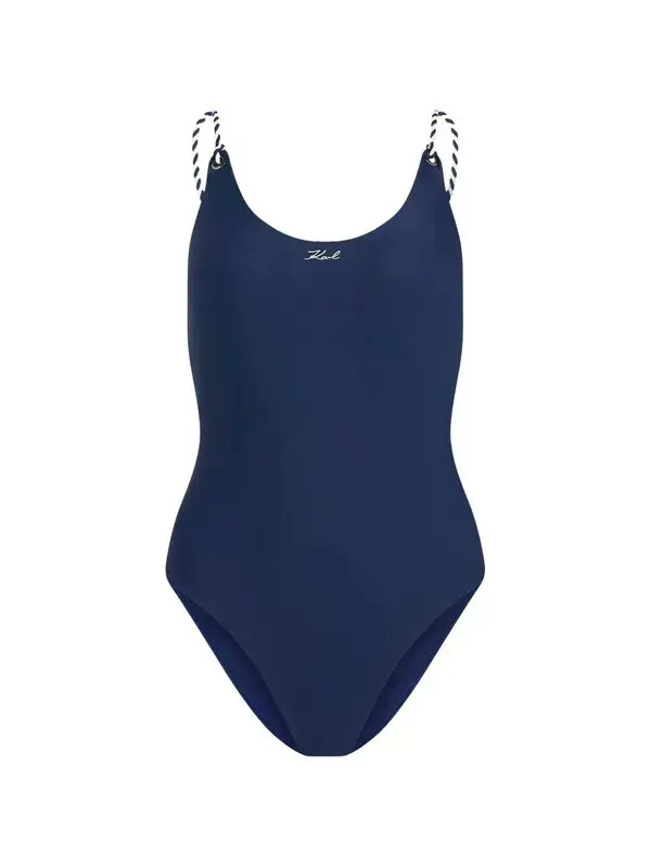 Karl Lagerfeld Signature Nautical One-piece Swimsuit - Blue